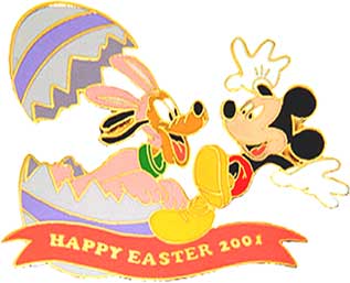 PP4547 - DLR - Happy Easter 2001 - Mickey Mouse & Pluto - PinPics