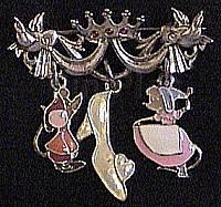 PP9601 - DS - Silver Cinderella Mice and Slipper (Jaq and Suzi) - PinPics
