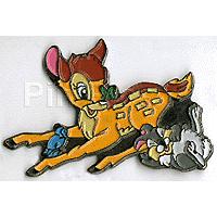 PP12172 - Bambi playing with Thumper a bird and a butterfly - PinPics