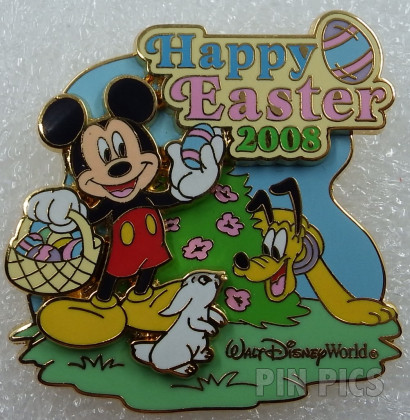 PP61051 - WDW - Happy Easter 2008 - Mickey & Pluto - PinPics