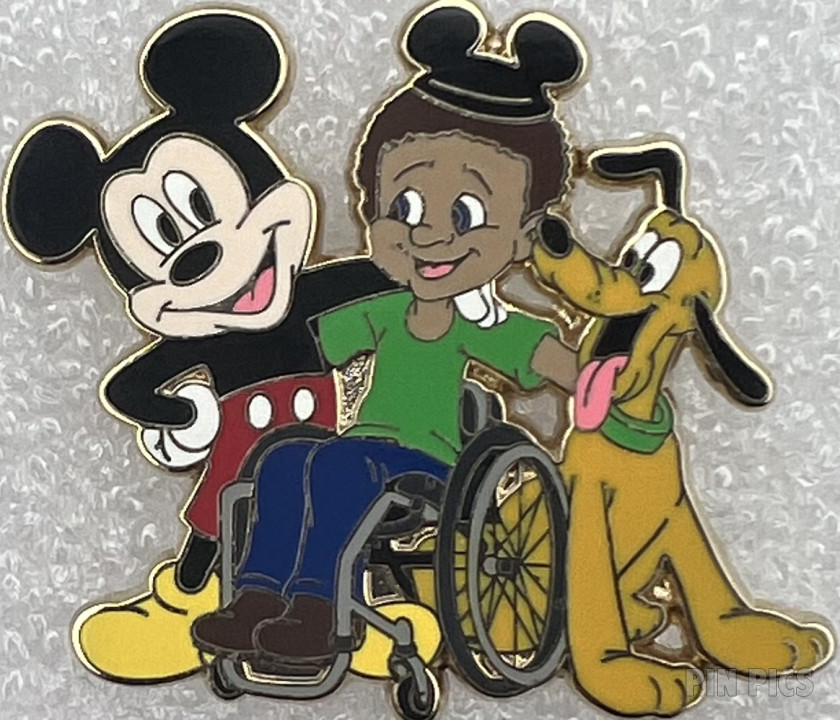 PP91815 - Mickey and Pluto with a Disabled Boy in a Wheelchair - PinPics