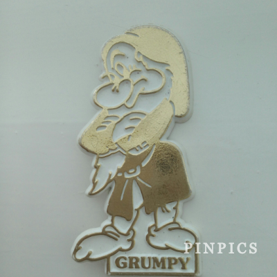PP127087 - Grumpy white/gold plastic pinback. UK exclusive - PinPics