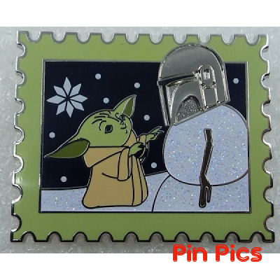 PP148027 - WDW - Grogu and Mandalorian Snowman - Holiday Postage Stamp ...