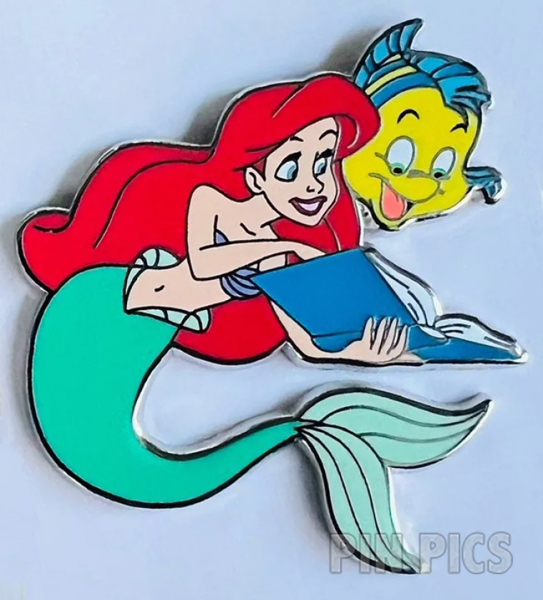 PP170304 - Ariel and Flounder- Reading a Book - Little Mermaid - PinPics