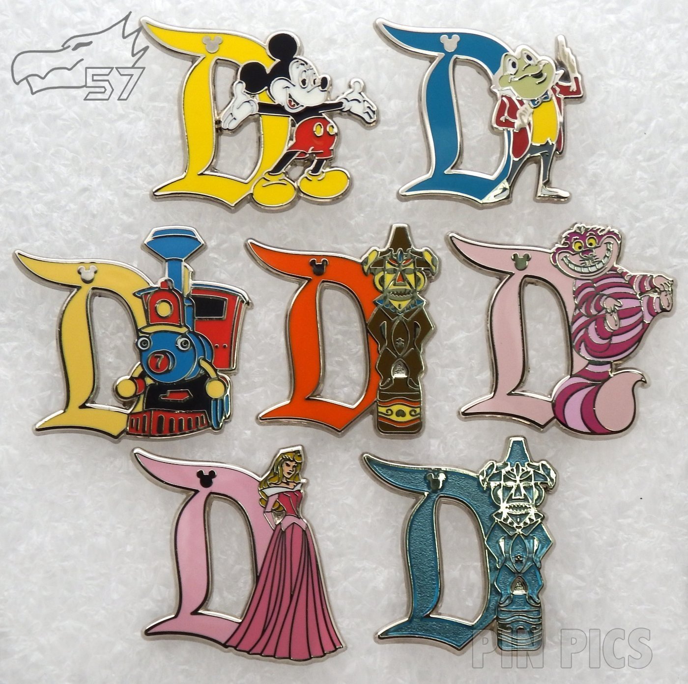 PP165203 - DLR - Disneyland D Characters Set - Hidden Mickey 2019 - PinPics