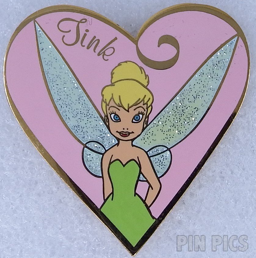 PP25339 - DA - Tinker Bell - Standing in Pink Heart - Gold - PinPics