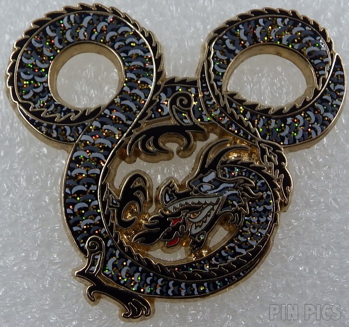 PP47354 - WDI - Mickey Mouse Head Fire Breathing Dragon - Black Glitter ...