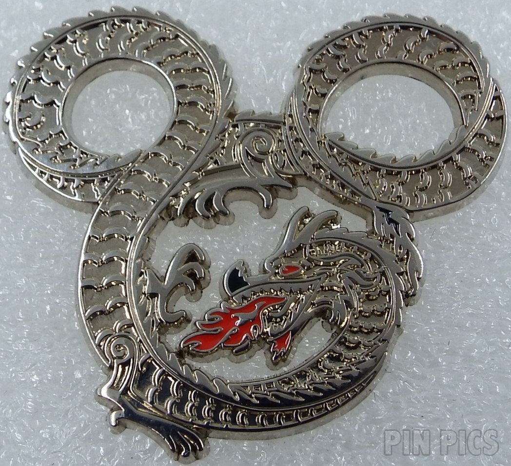 PP67080 - WDI - Mickey Mouse Head Fire Breathing Dragon - Shiny Silver ...